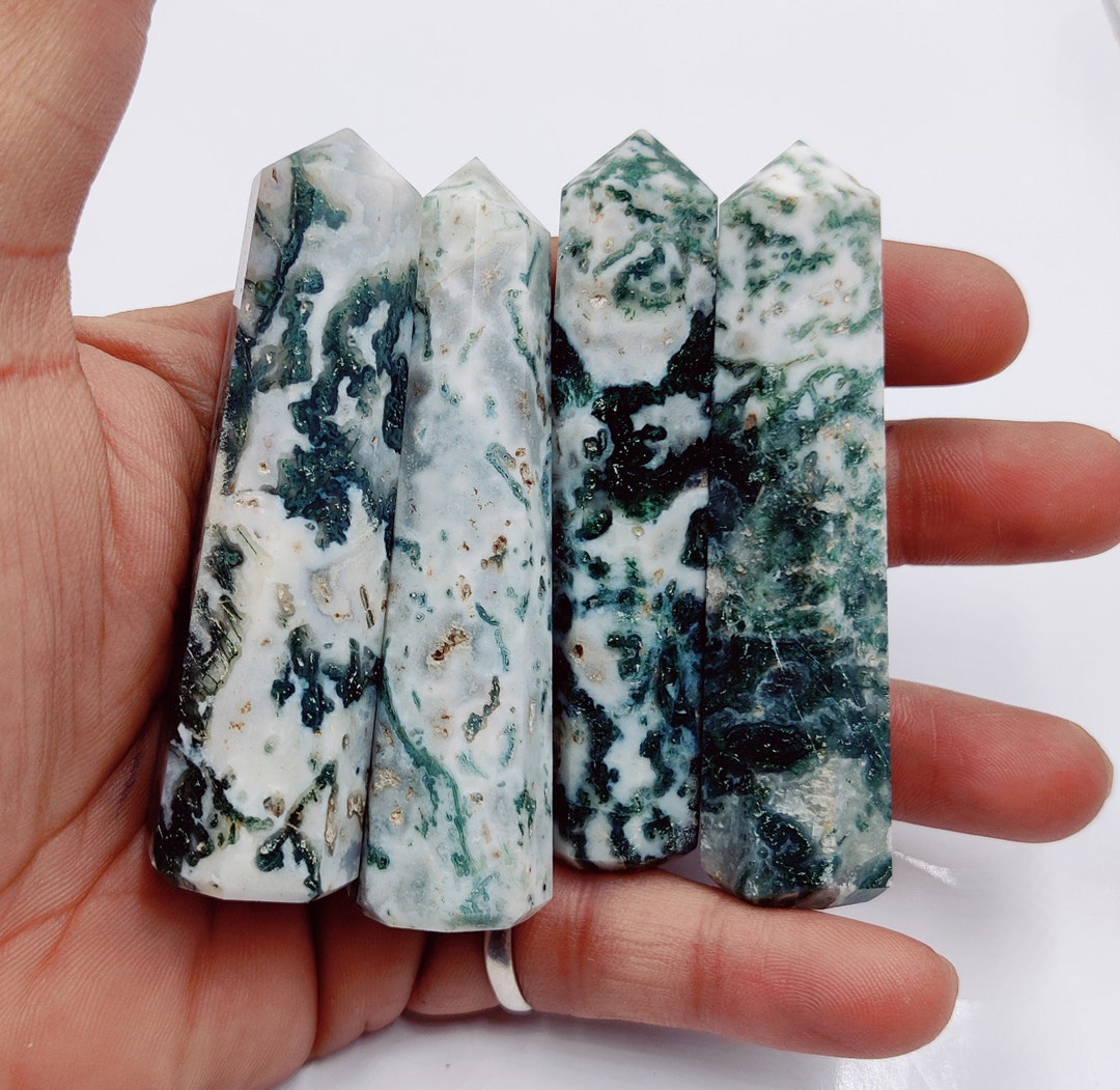 50 Grams Natural Tree Agate Tower, Tree Agate Point, Energy Crystal ...