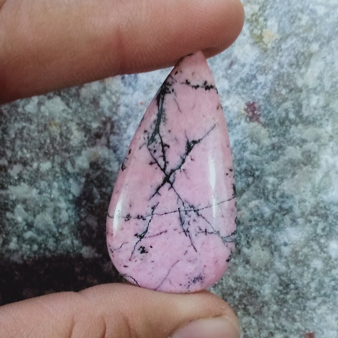 Natural Rhodonite 24x45x4 Pear Shape Cabochon Gemstone - Etsy