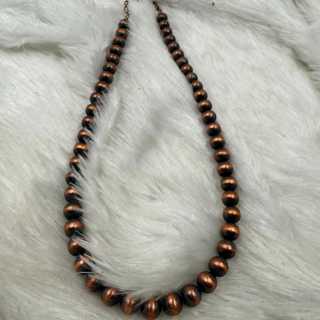 Copper Navajo Pearl 8 Mm Oxidized Navajo Style Pearls, Southwestern ...