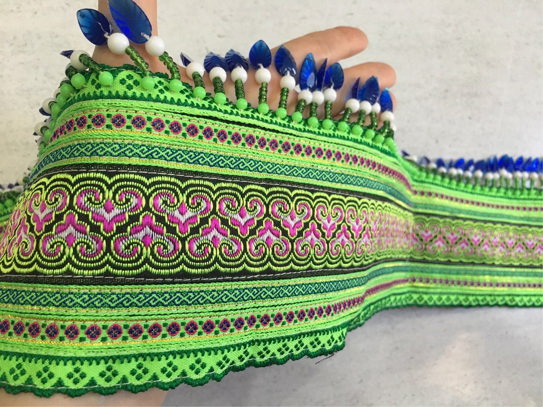 Hmong Fabric With Beads Vintage DC37 - Etsy