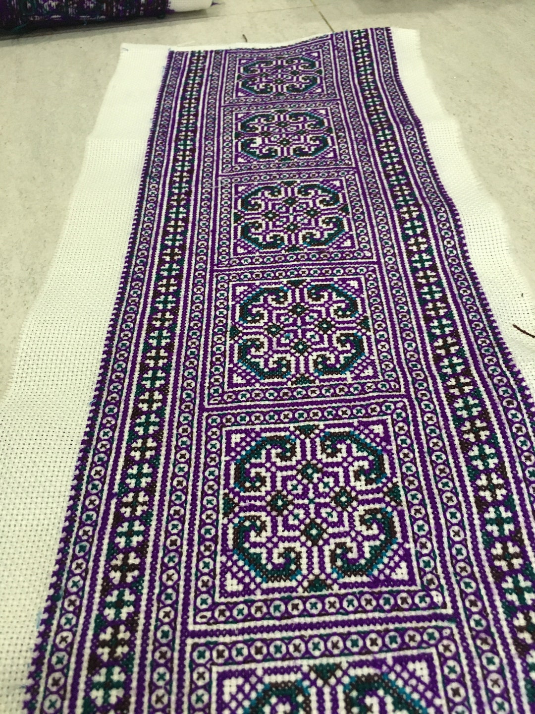 6” ”x 1.3 Yards Hmong Hand Cross Stitch Embroidery Fabric Vintage ( VT9 ...