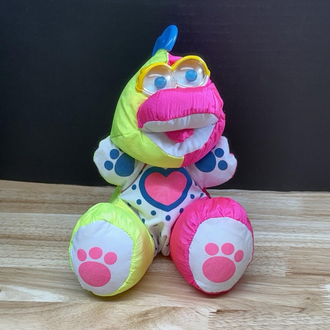 Vintage 1991 Fisher-price Puffalumps Dinosaur Baby Plush Neon 9” - Etsy