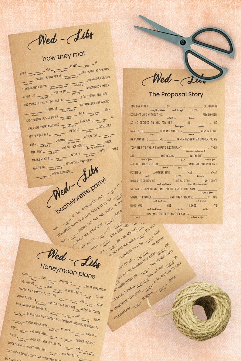 4 in 1 Wed-libs Wedding Mad Libs Games Printable Instant - Etsy
