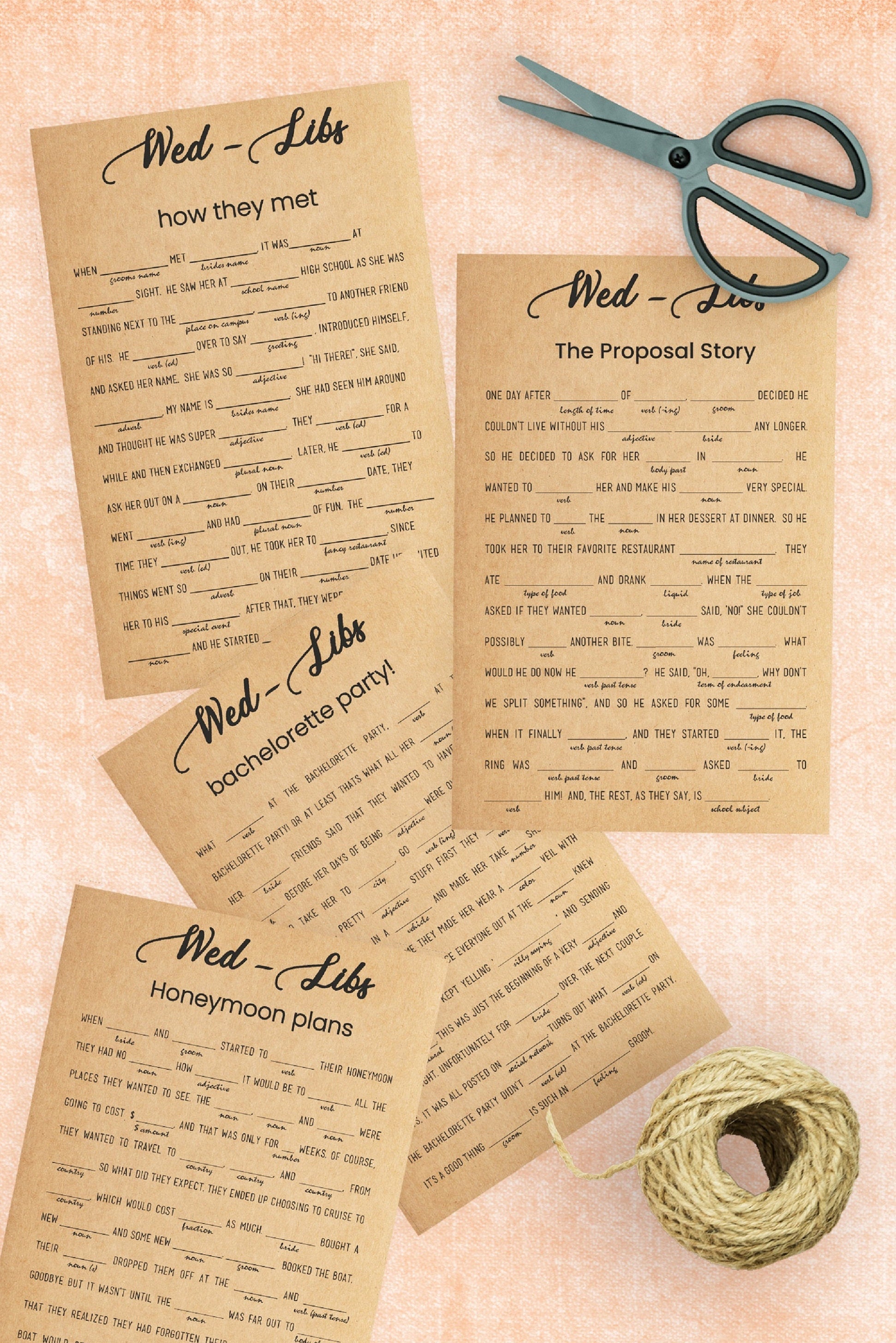 4 in 1 Wed-libs Wedding Mad Libs Games Printable Instant - Etsy