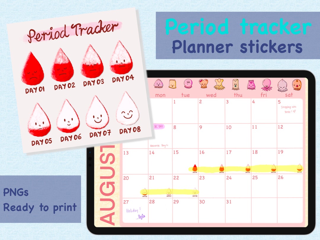 Period Tracker Stickers Digital Planner Stickers Menstrual Tracker ...