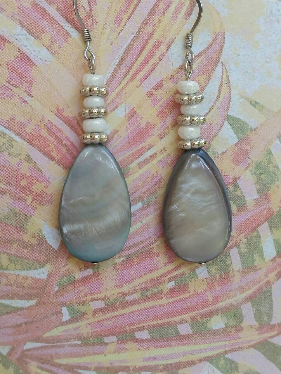 Handmade Jewelry, Natural Shell Dangle Earrings, Stainless Steel ...