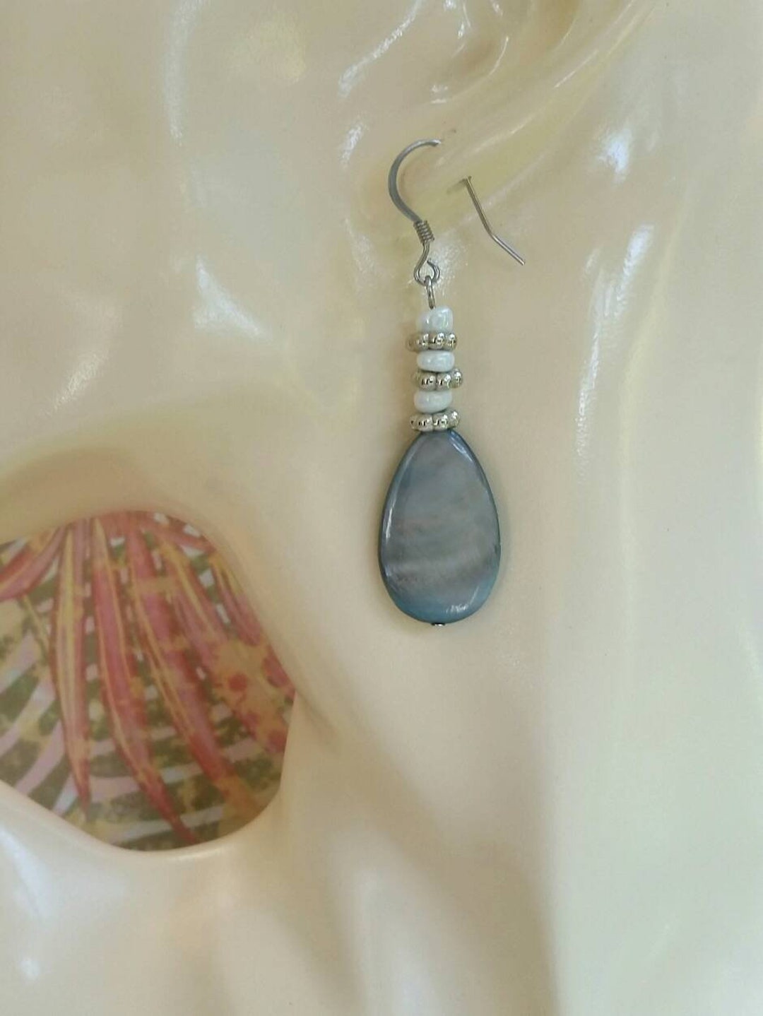 Handmade Jewelry, Natural Shell Dangle Earrings, Stainless Steel ...