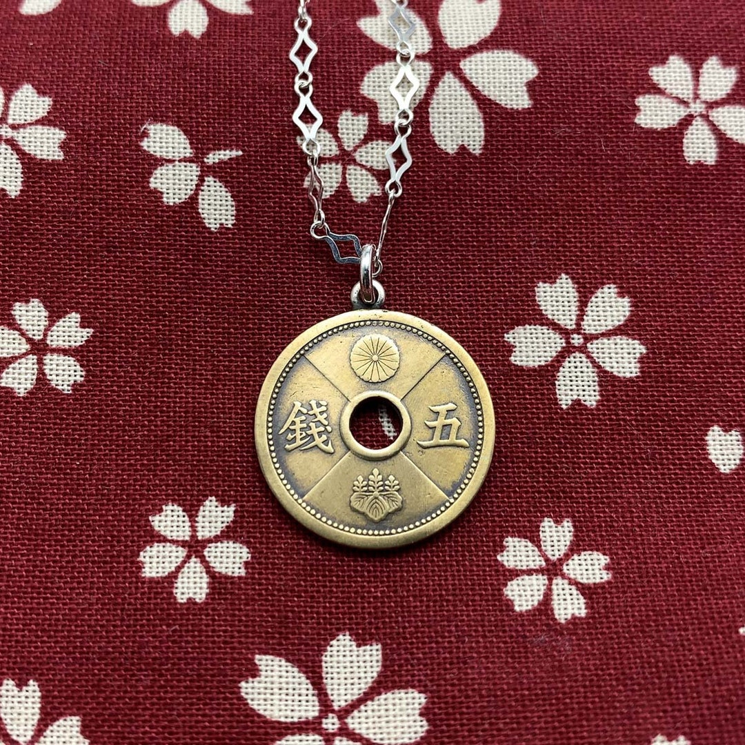 Bronze Japanese Old Coin Necklace,mens Necklace,japanese Style,japanese ...