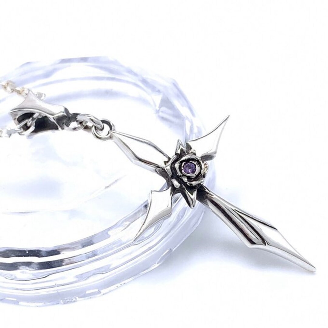 Gothic Cross Necklace,amethyst,ruby,rose Cross Necklace,silver Cross ...