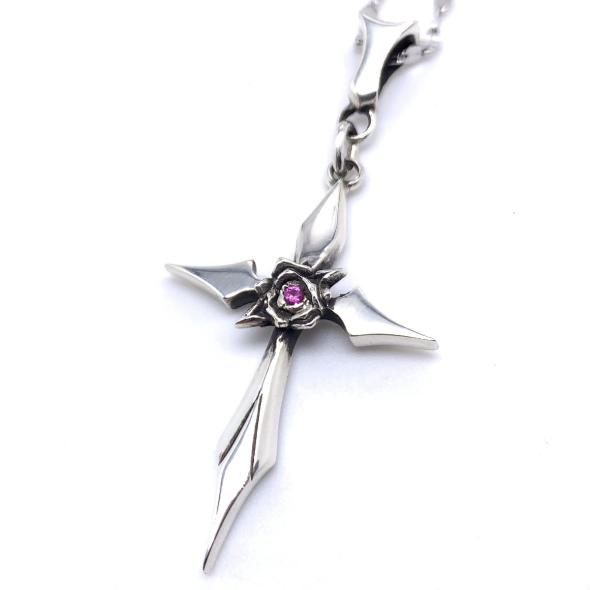 Gothic Cross Necklace,amethyst,ruby,rose Cross Necklace,silver Cross ...