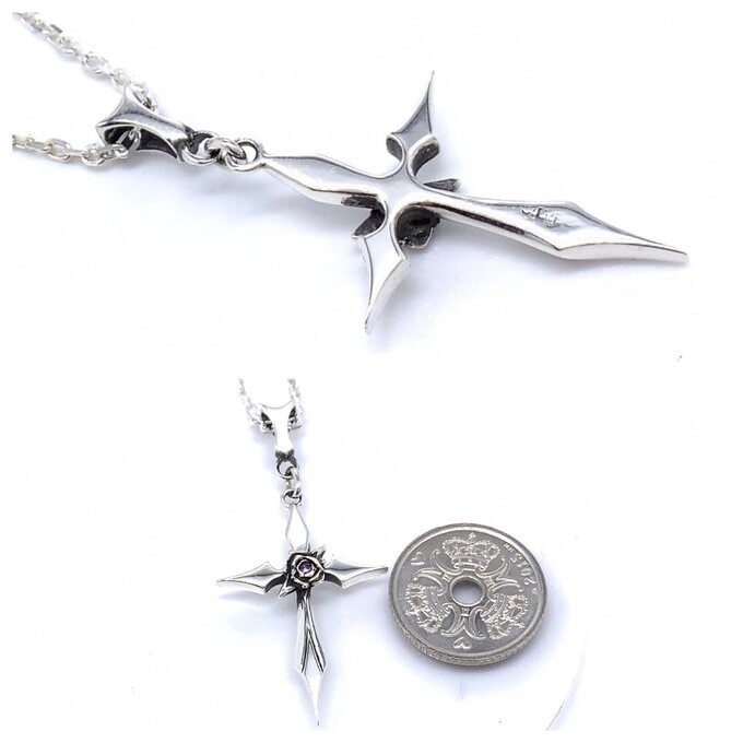 Gothic Cross Necklace,amethyst,ruby,rose Cross Necklace,silver Cross ...