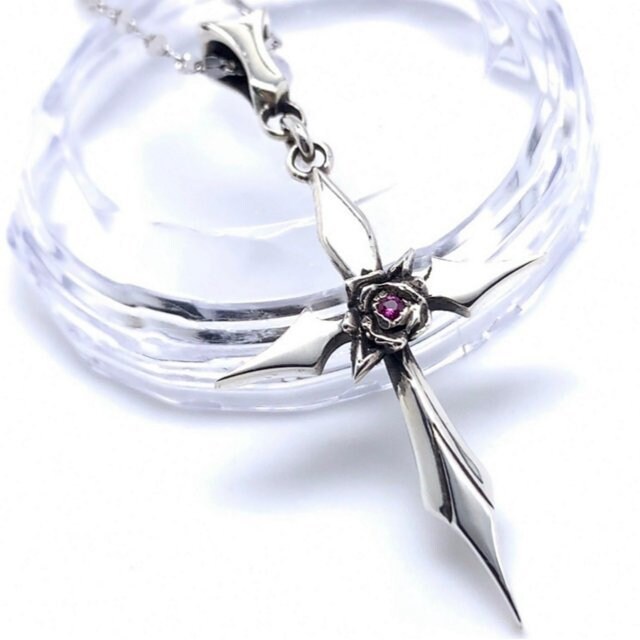 Gothic Cross Necklace,amethyst,ruby,rose Cross Necklace,silver Cross ...