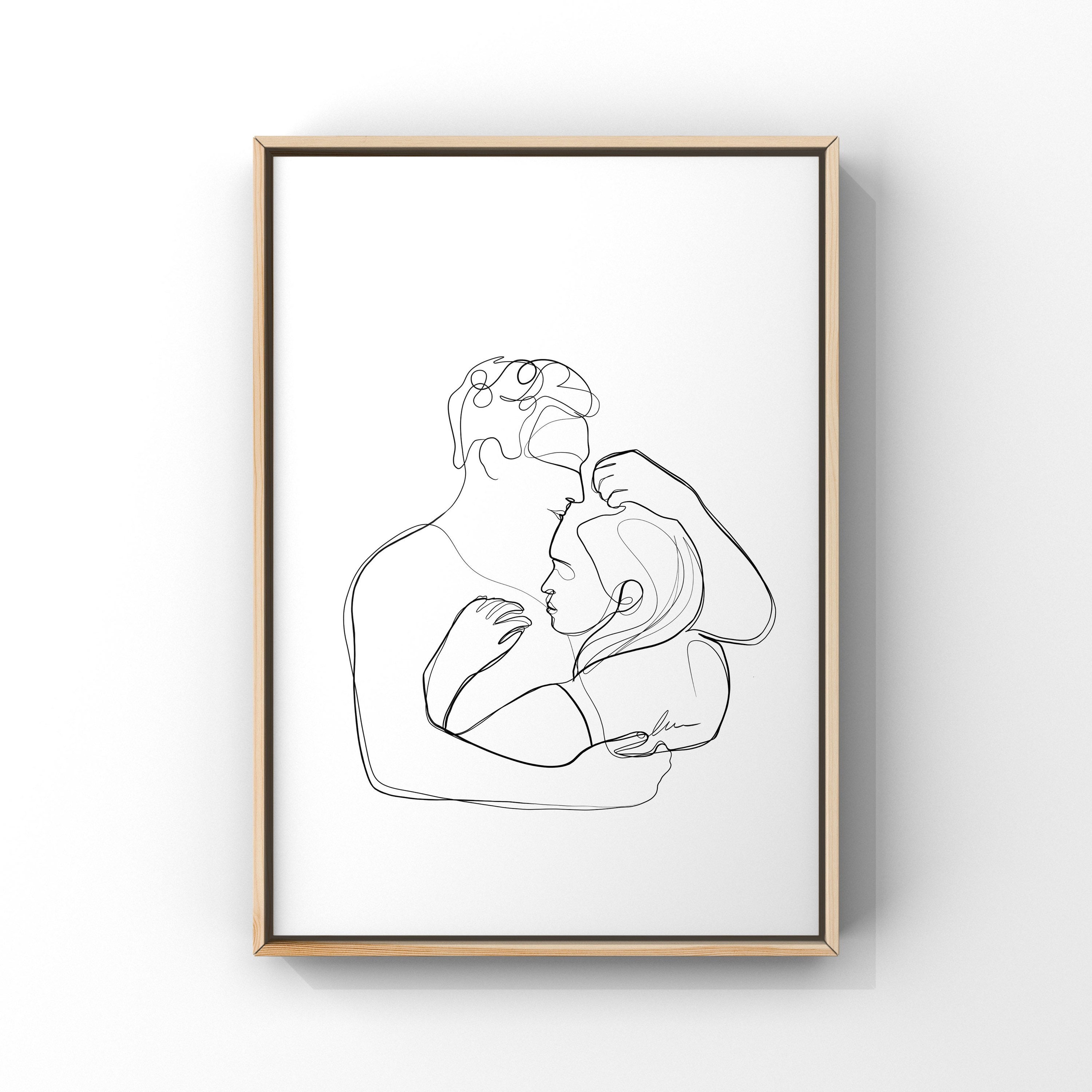 Couple One Line One Line Drawing Love Poster Heart Art | Etsy