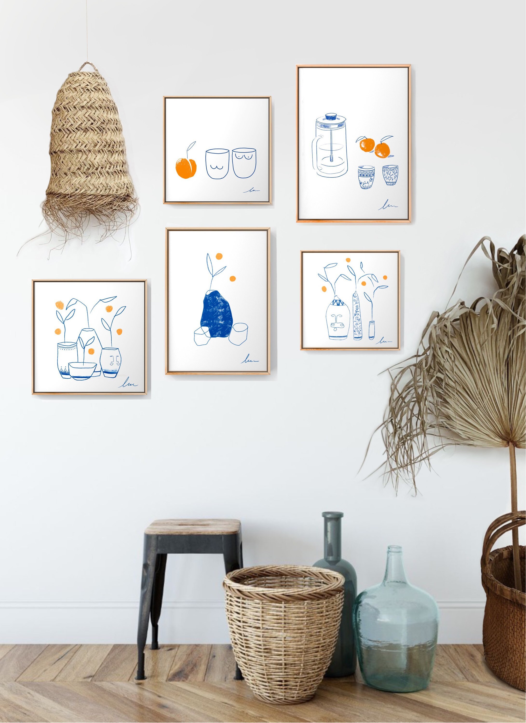 SET OF 5 PRINTS Kitchen Art Abstract wall art Kitchen | Etsy