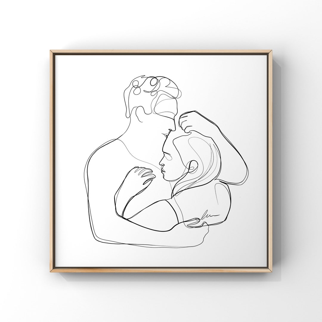 Couple One Line , One Line Drawing, Love Poster Heart, Art Romantic ...