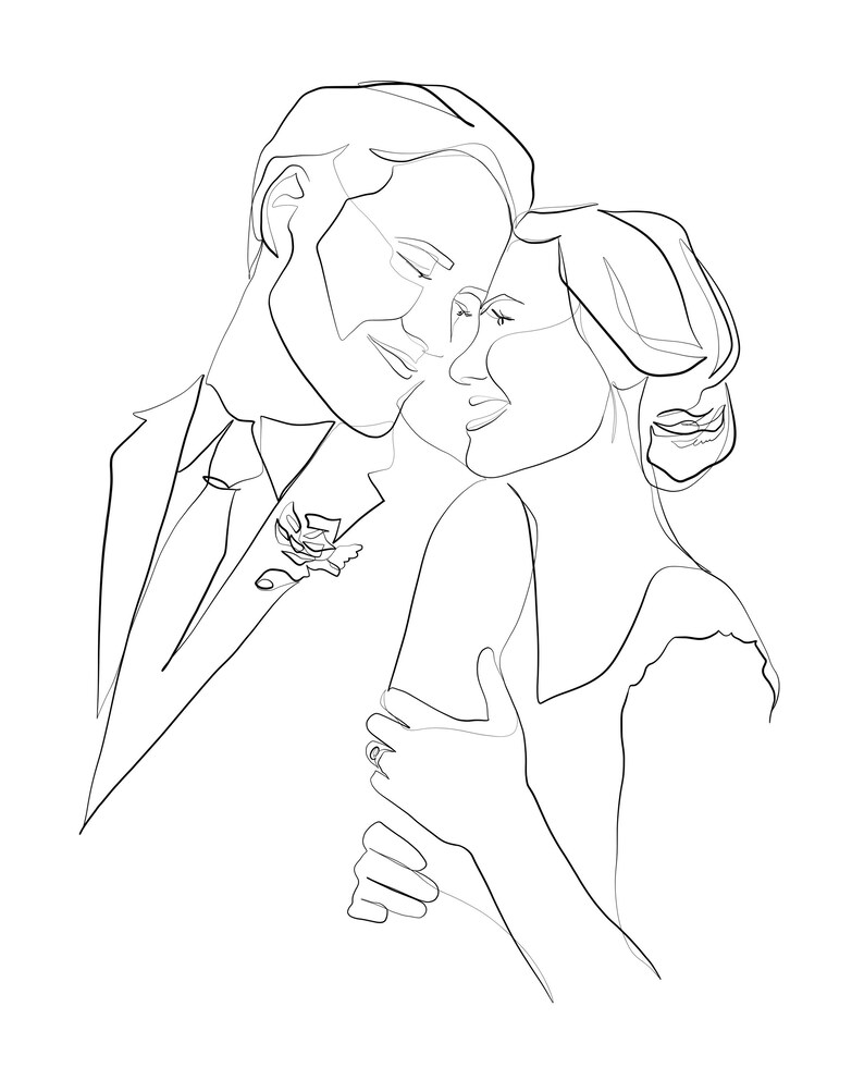 Custom One Line Drawing One Line Portrait Personalized | Etsy