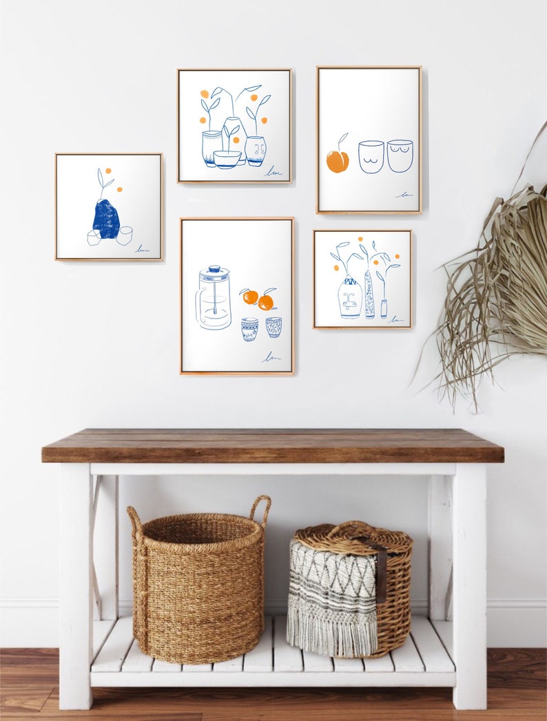 SET OF 5 PRINTS Kitchen Art Abstract Wall Art Kitchen - Etsy