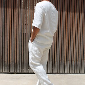 Men's White Linen Set: Mateo Summer Shirt and Pants - Etsy
