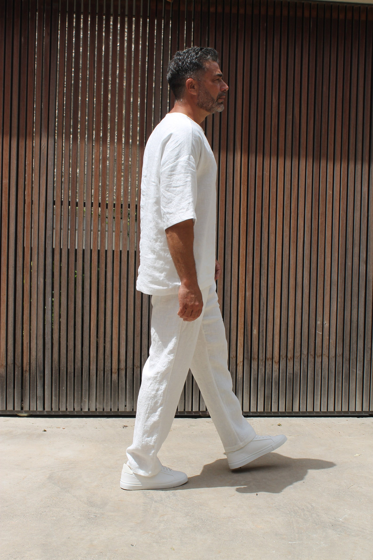 Men's White Linen Set: Mateo Summer Shirt and Pants - Etsy