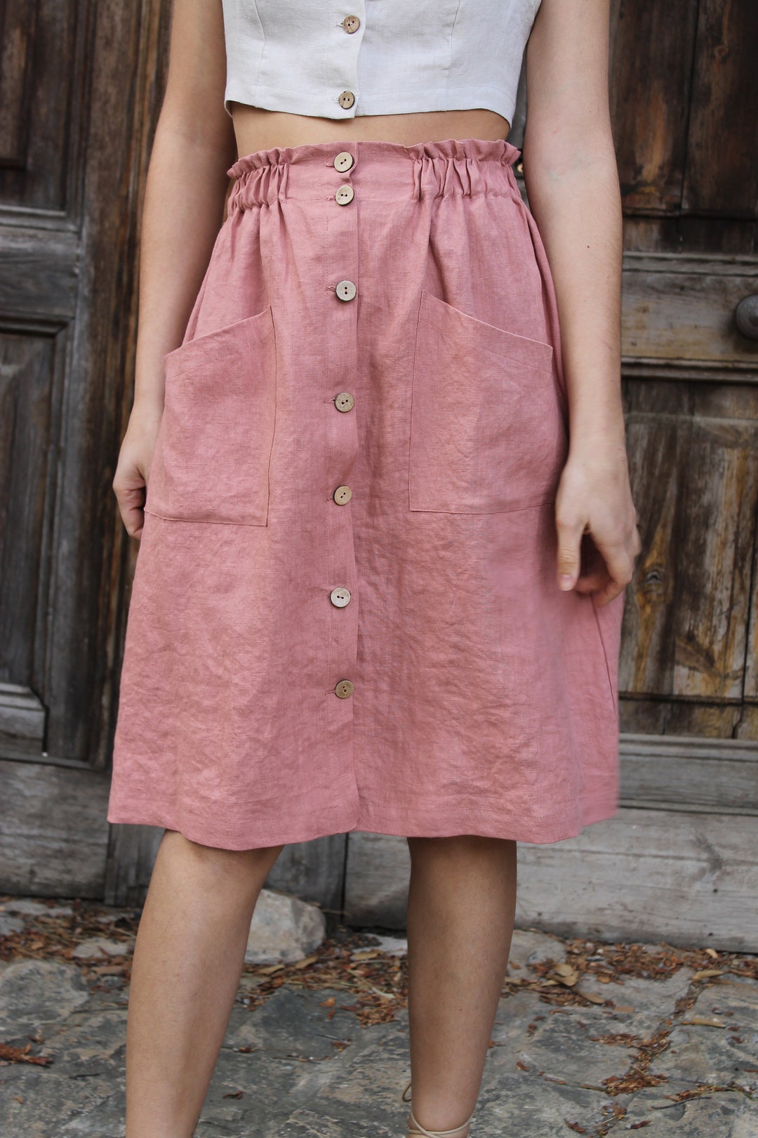 Jupe en lin, jupe en lin Martina, jupe snap avant en lin. - Etsy France