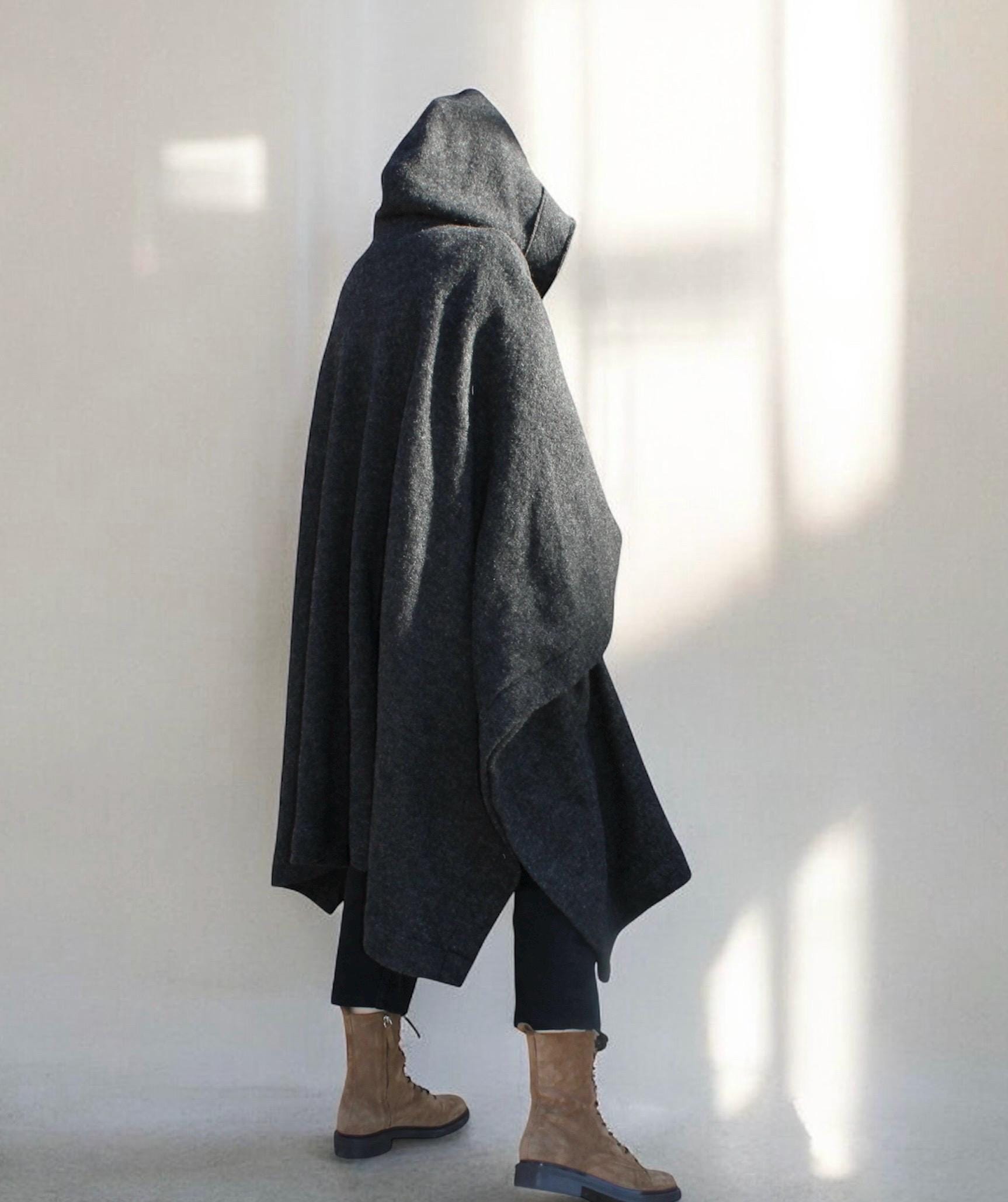 Handmade Boiled Wool Hooded Poncho: Women's Winter Coat - Etsy