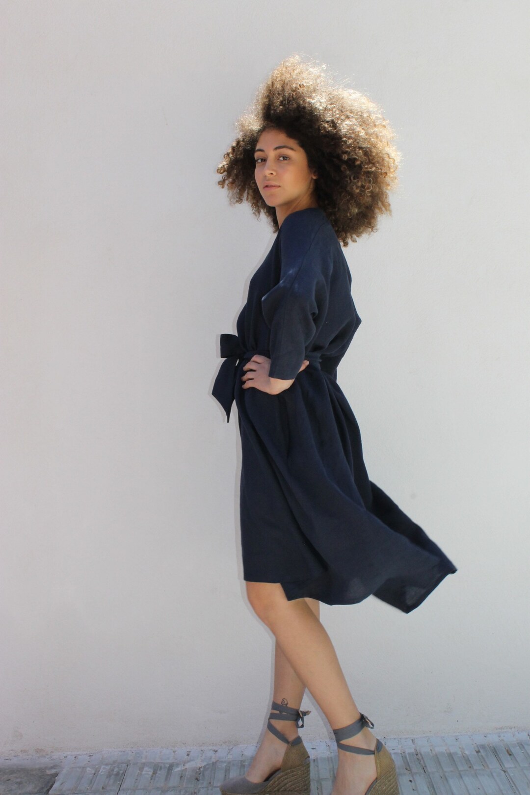 LINEN Dress/linen Clothing/linen Dress Violet/linen Dress With - Etsy