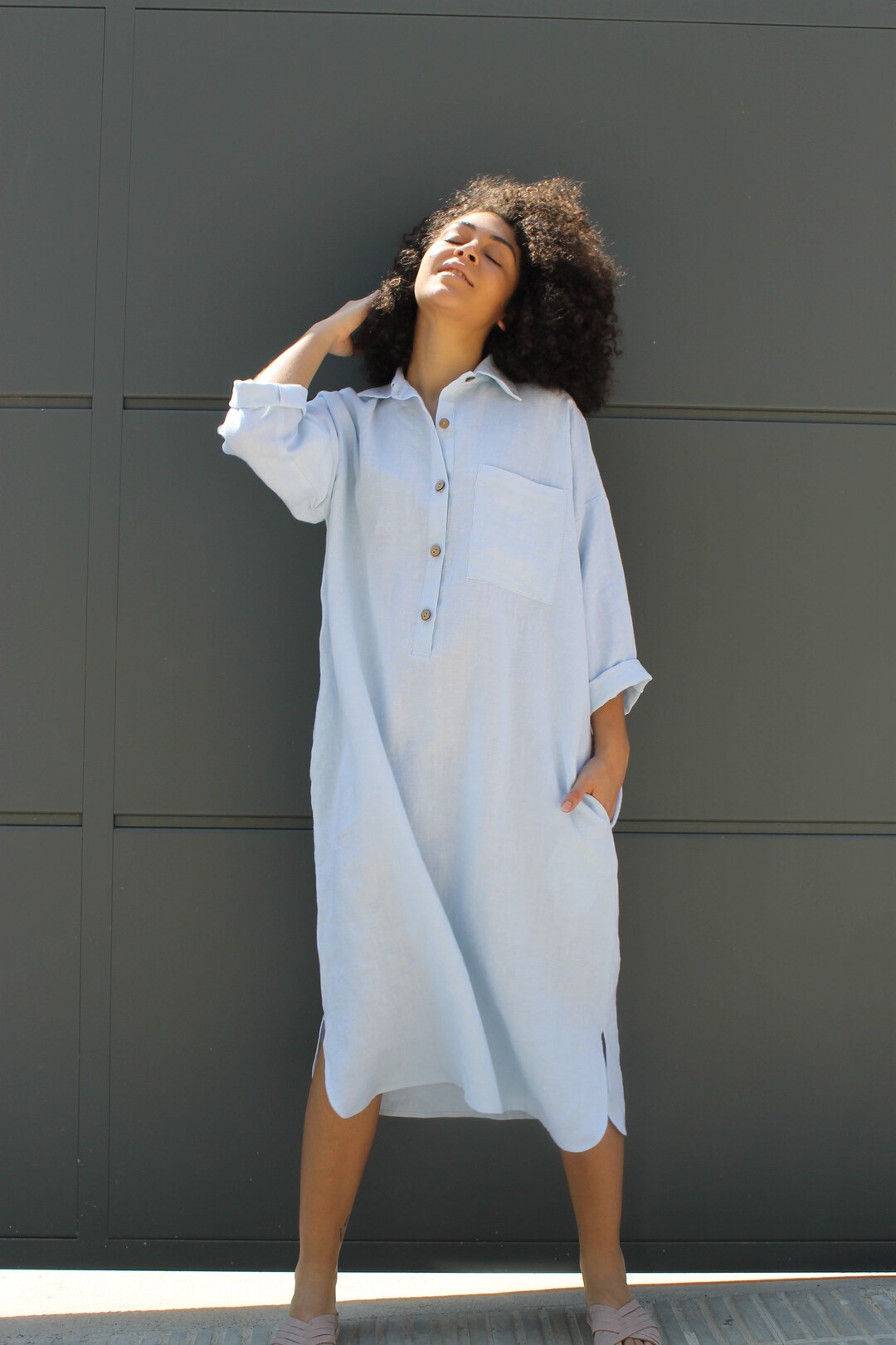 Linen Dress//linen Dress ANGELICA // Maternity Linen Dress// Loose ...