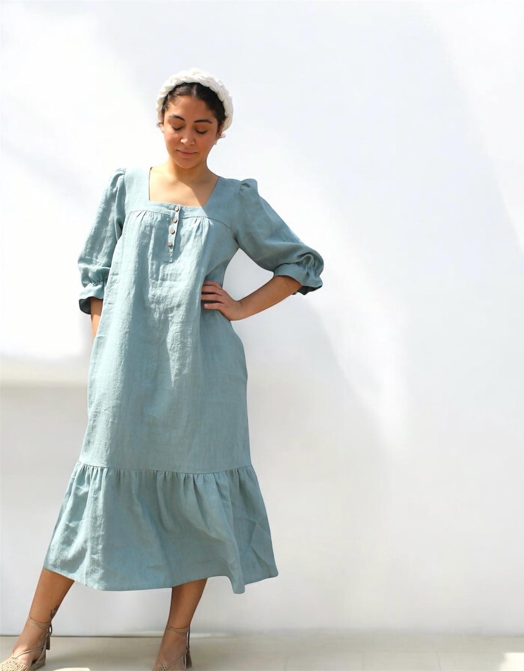 Linen Boho Dress: European Fabric Peasant Dress - Etsy