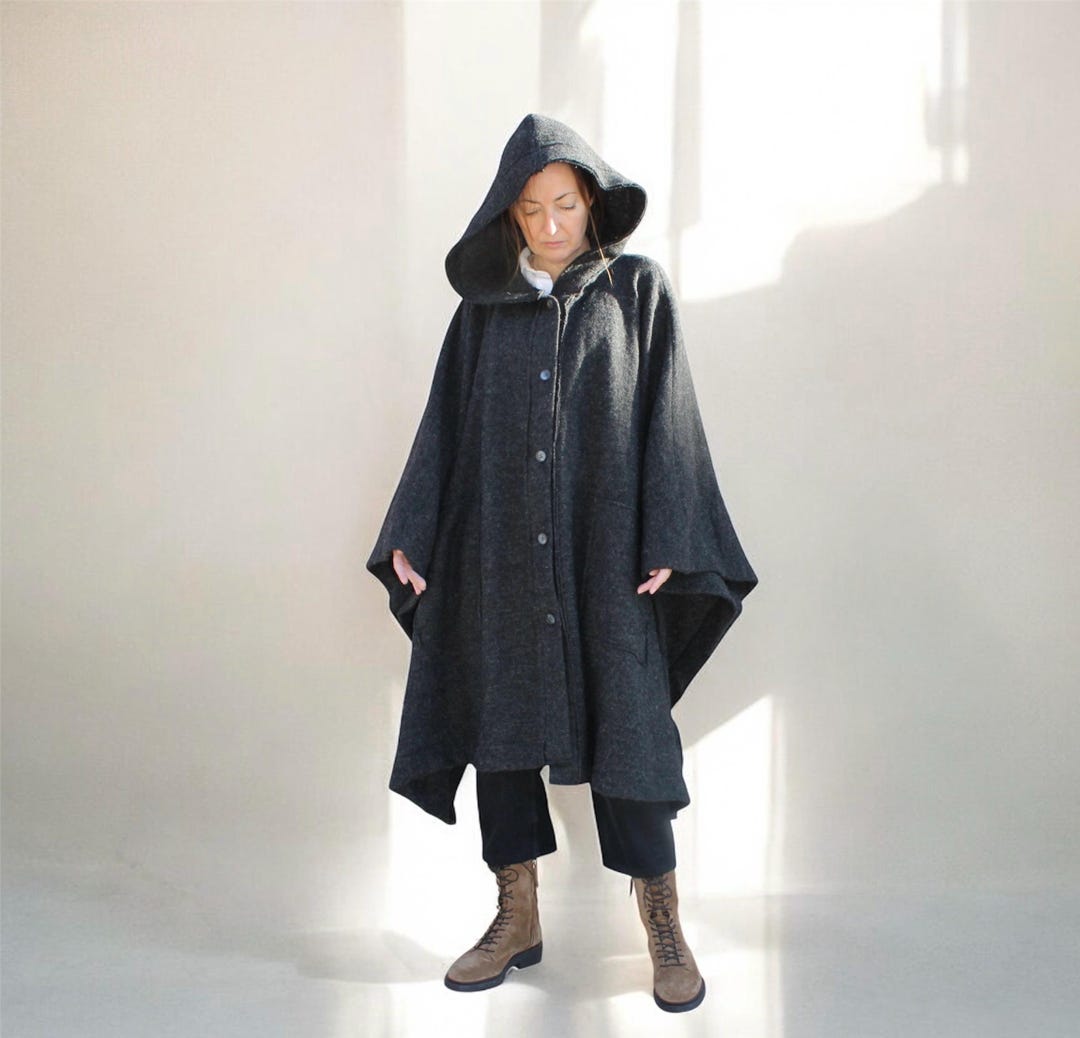 Handmade Boiled Wool Hooded Poncho: Women's Winter Coat - Etsy