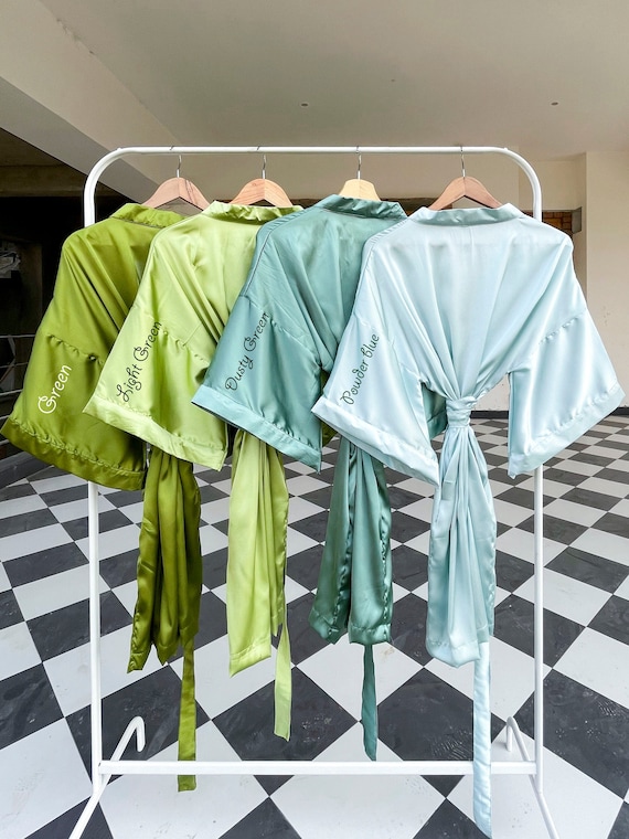 Forest Green Robe Bridal Party Robes Satin Robes Bridal | Etsy