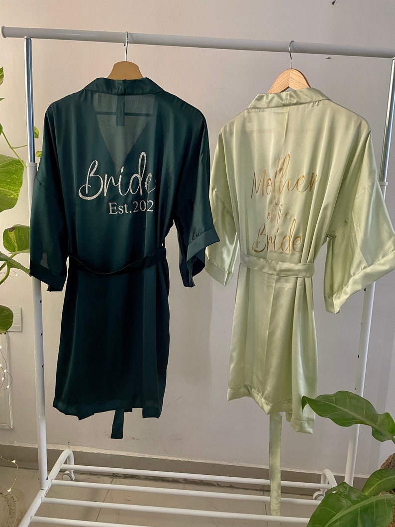 Sage Bridesmaid Robes Forest Green Robe Silk Kimono Emerald - Etsy