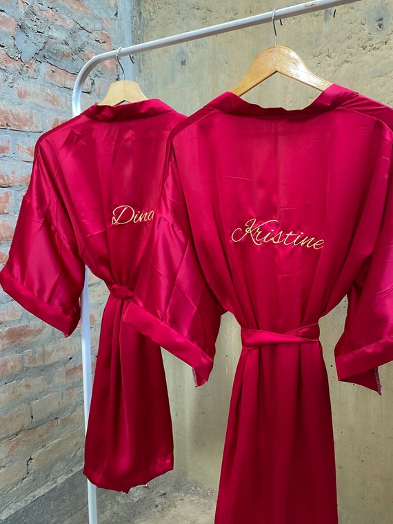 Plus Size Robe Bridal Robes Bride Robe Satin Robes Silk - Etsy