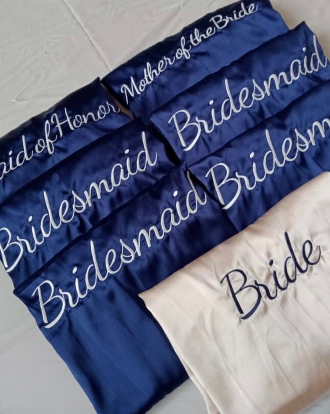 Blue Satin Bridesmaid Robe, Plus Size Silk Kimono Robe for Bride ...