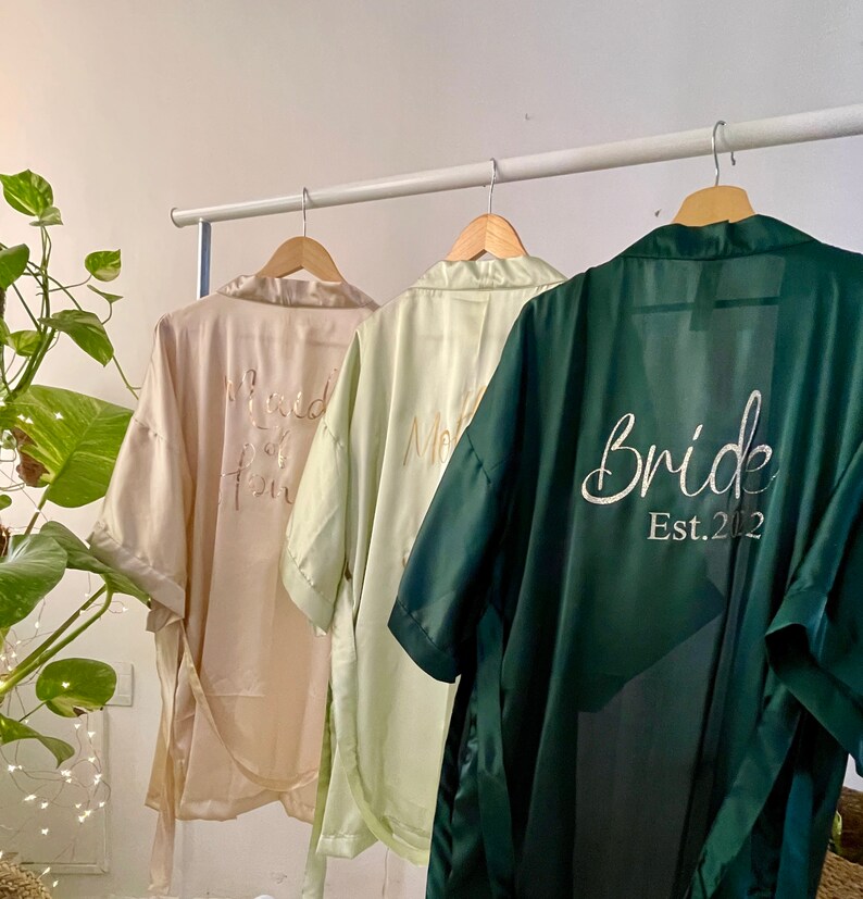 Emerald Silk Robe Sage Green Robe Be My Bridesmaid Satin | Etsy