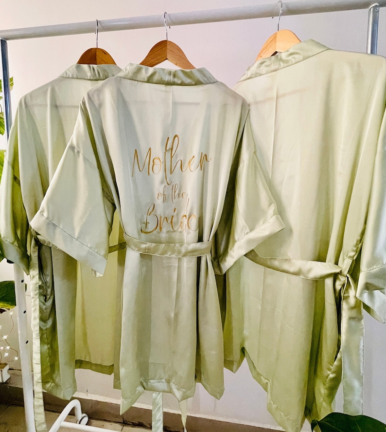 Sage Bridesmaid Robes Forest Green Robe Silk Kimono Emerald - Etsy