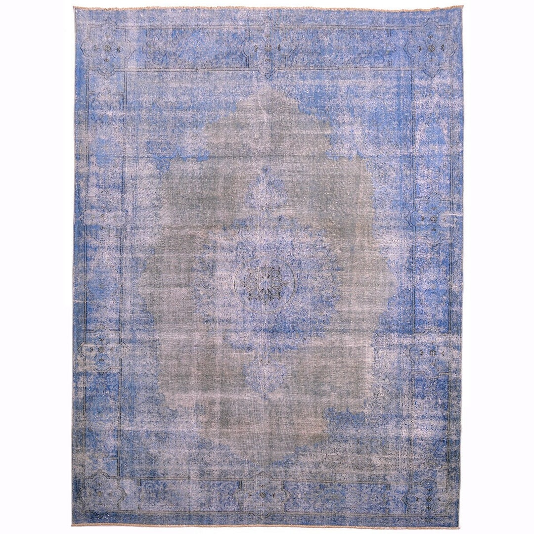 Blue Vintage Overdye Carpet 3.61x2.71m / 11ft10x8ft10; Coloured Vintage ...