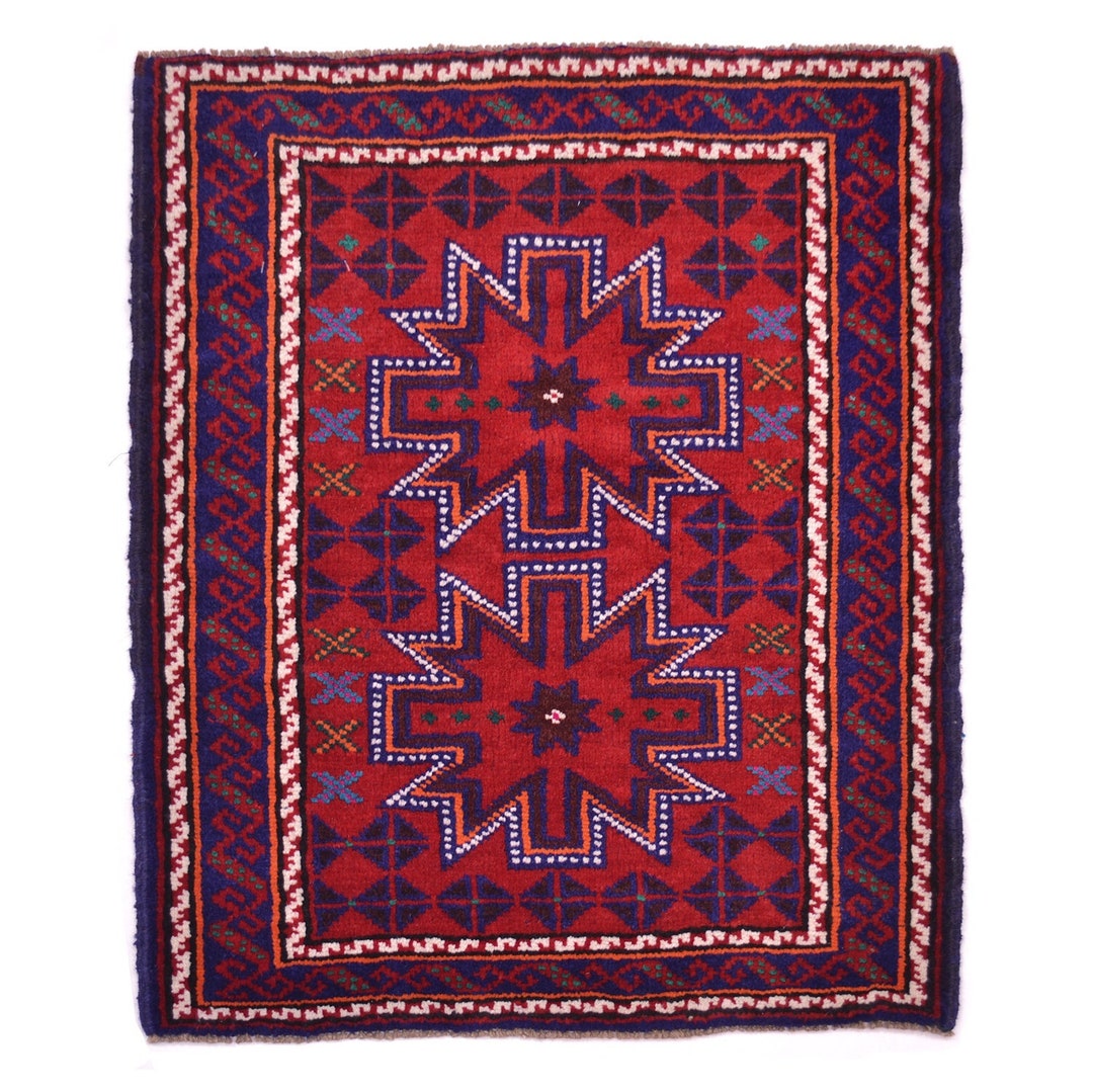 Afghan Mat 67x57cm / 2ft2x1ft11; Belouch Rug From Afghanistan With Star ...