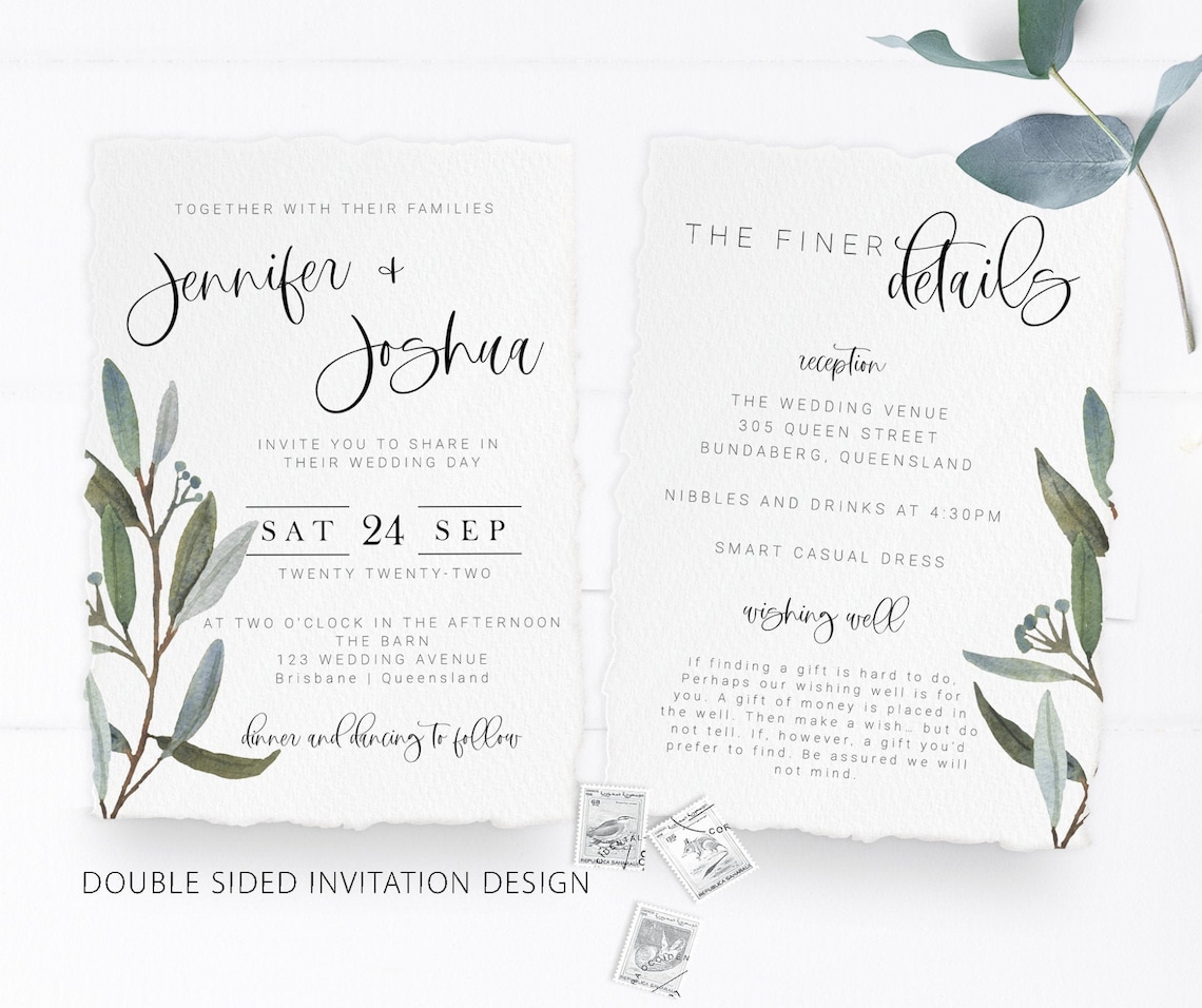 Wedding Invitation Template Finer Details Botanical | Etsy