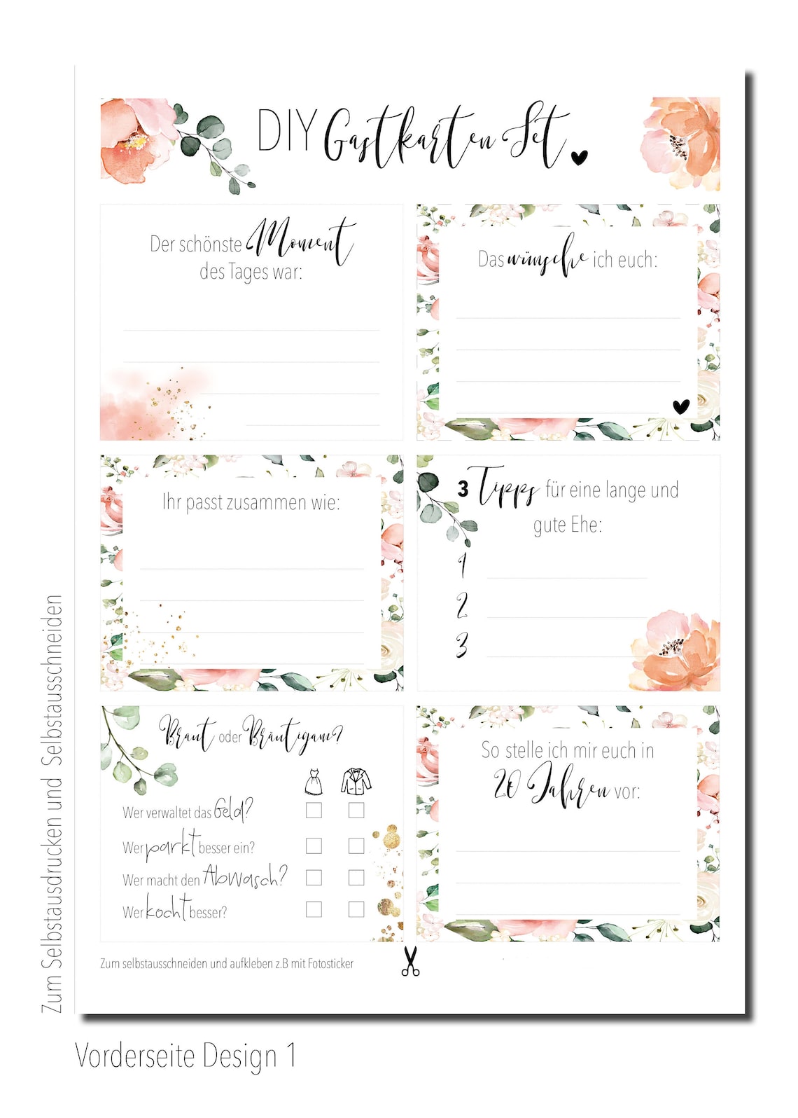 Download - Guest Cards DIY PINK 12 Set - for Self-printing - PDF Format ...