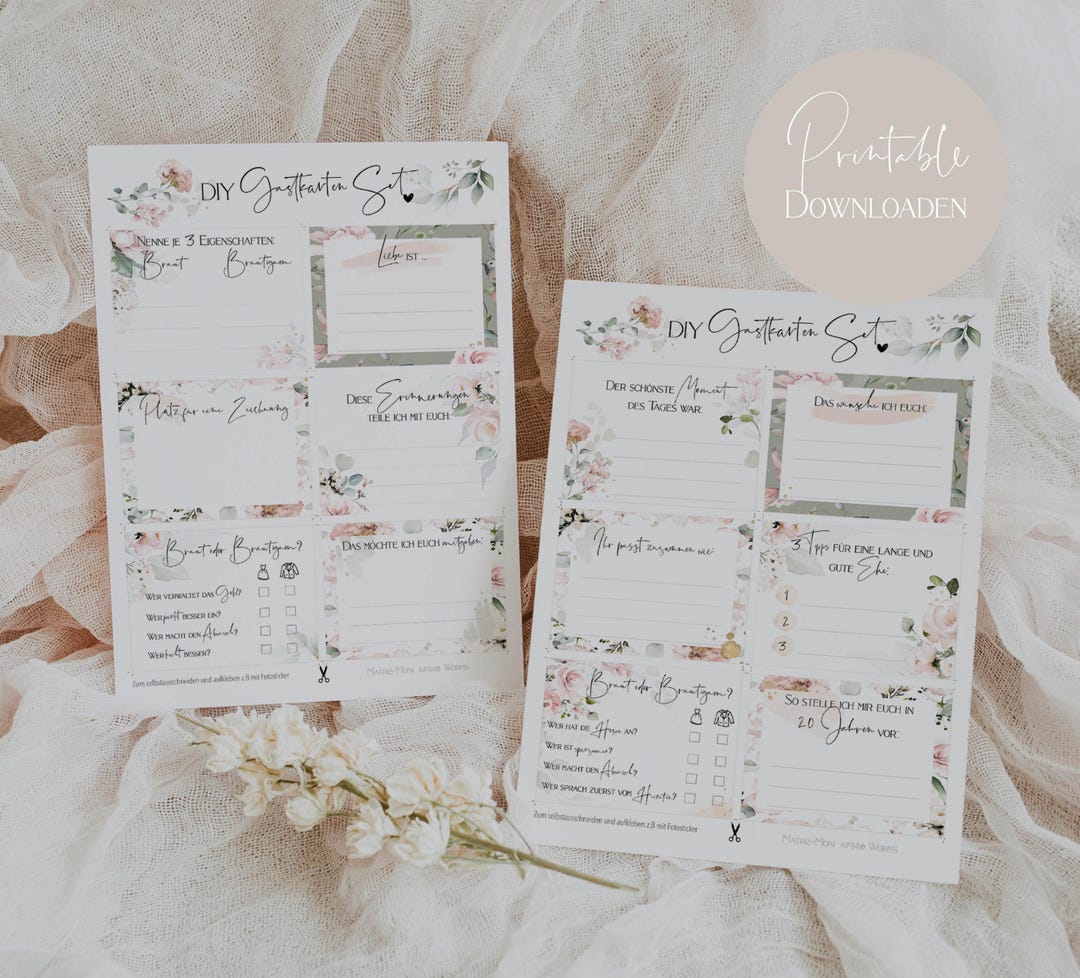 Download - Wedding Guest Cards DIY Self-printing- Caitlin - Etsy
