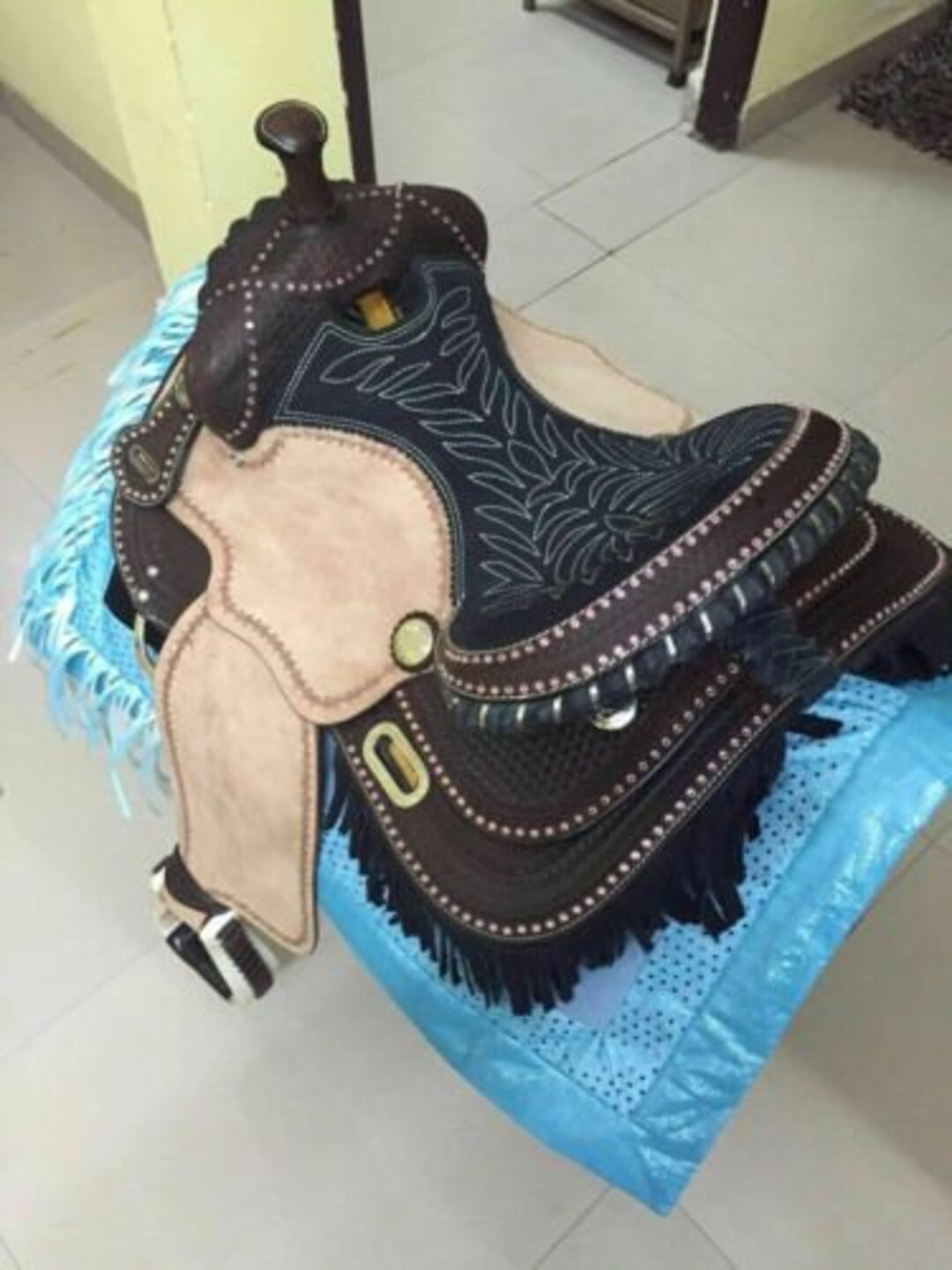 Western Horse Saddle Western Natural / Barrel Racer With Pink Stones ...