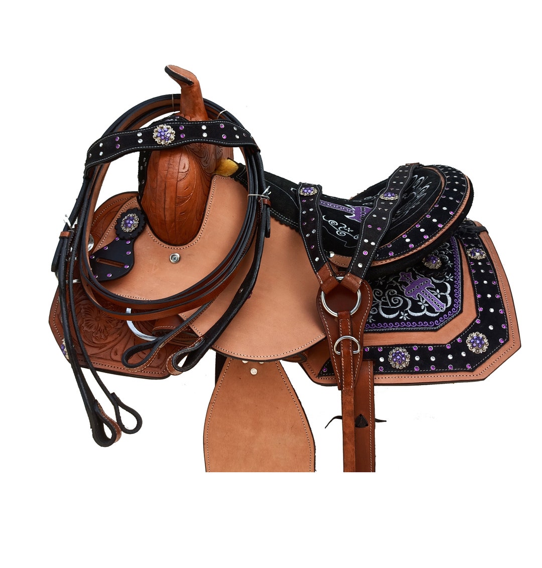 Pink Cross Western Barrel Racing Leather Horse Saddle With Headstall ...