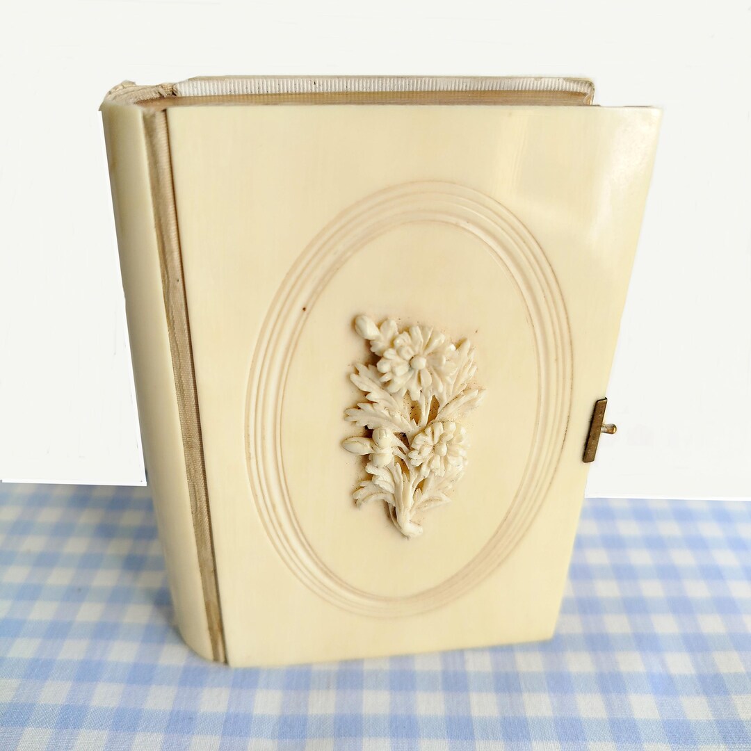 1881 Antique French Missal Religious Devotional Book, Bakelite Flowers ...