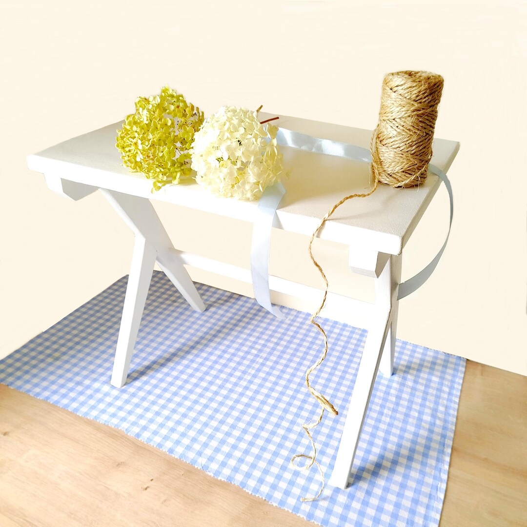 Vintage White Rectangular Table With Splayed Legs, Versatile Small ...