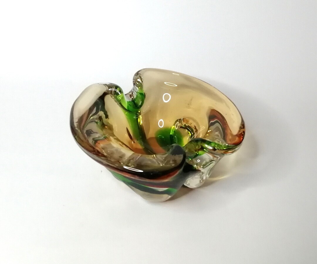 Small Art Glass Ashtray. Vintage Decorative Sculpture Bowl. Bohemian ...