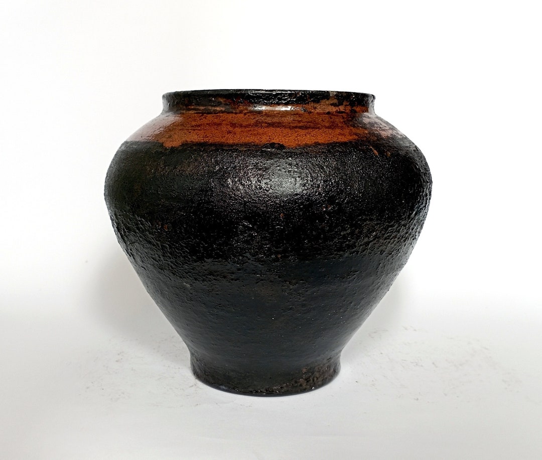 Wabi Sabi Pottery Primitive Vessel. Large Black Clay Pot. Shabby Chic ...