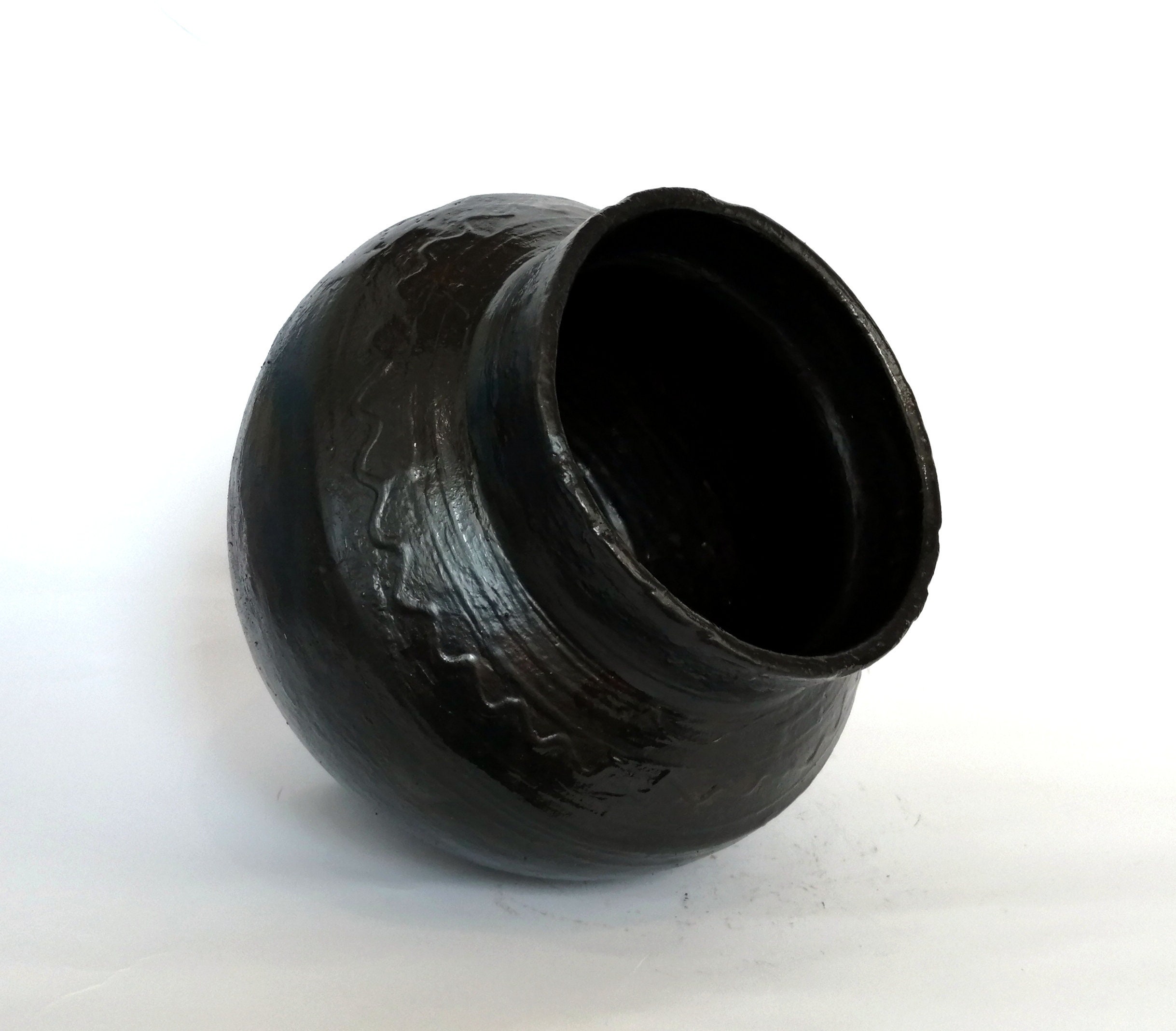 Antique clay bowl. Very old black plant pot. Wabi sabi pottery | Etsy