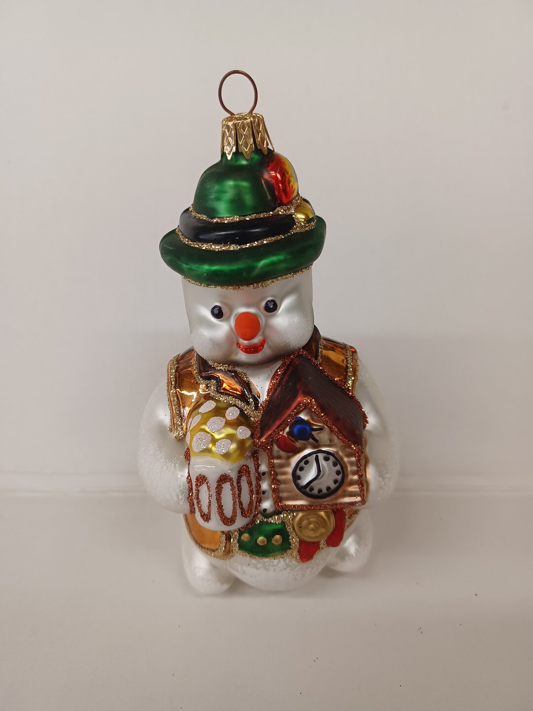 Ornament German Snowman With Cuckoo Clock and Beer Polish Glass ...