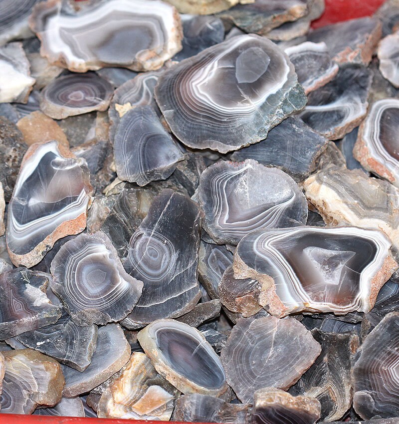 Botswana Agate Rough, Natural Grey Botswana Agate Healing Stone Slices ...