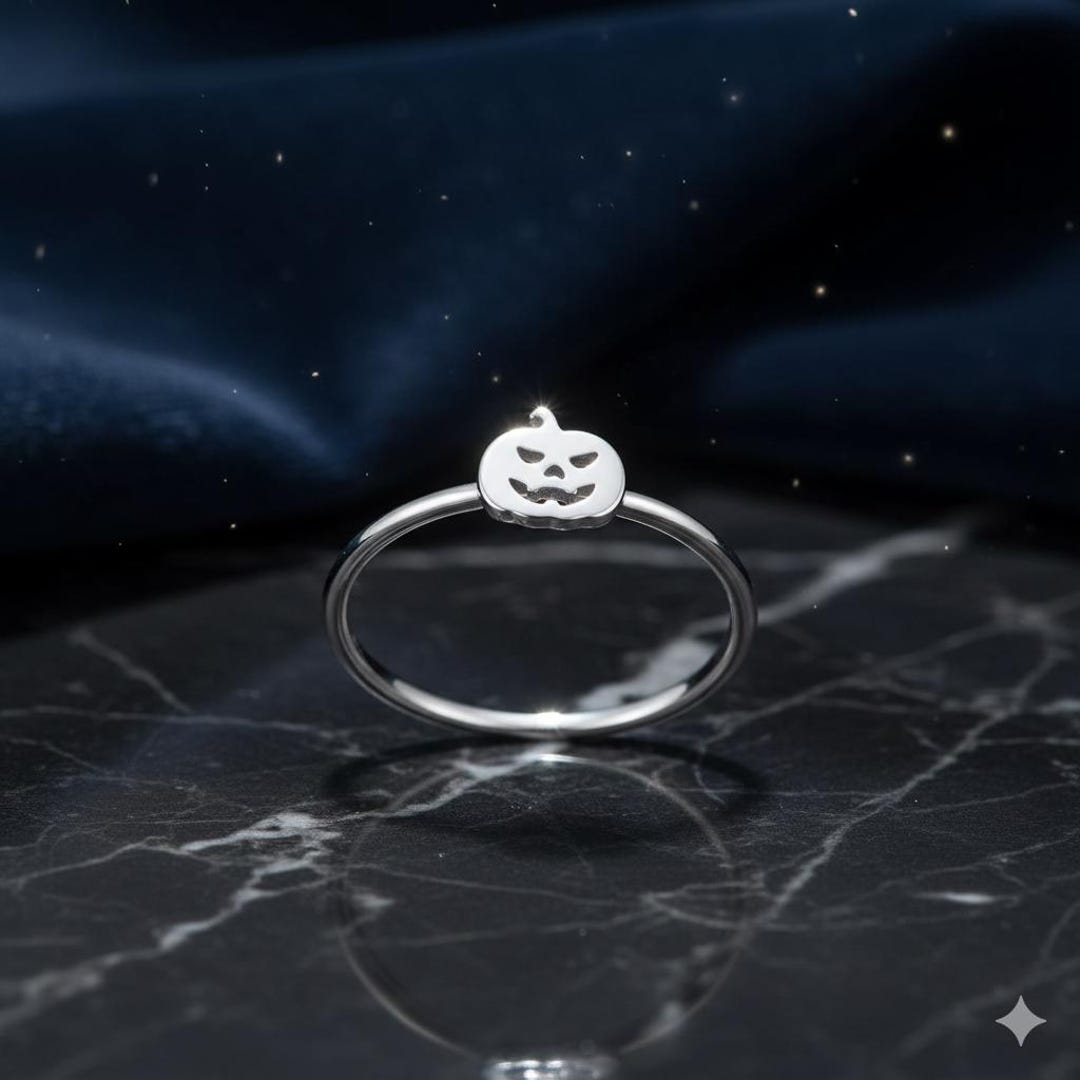 Witchy Pumpkin Sterling Silver Ring, Halloween Jewelry - Etsy